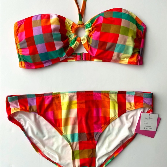 kate spade | Swim | Nwt Kade Spade Gingham Halter Two Piece Xl Bikini ...